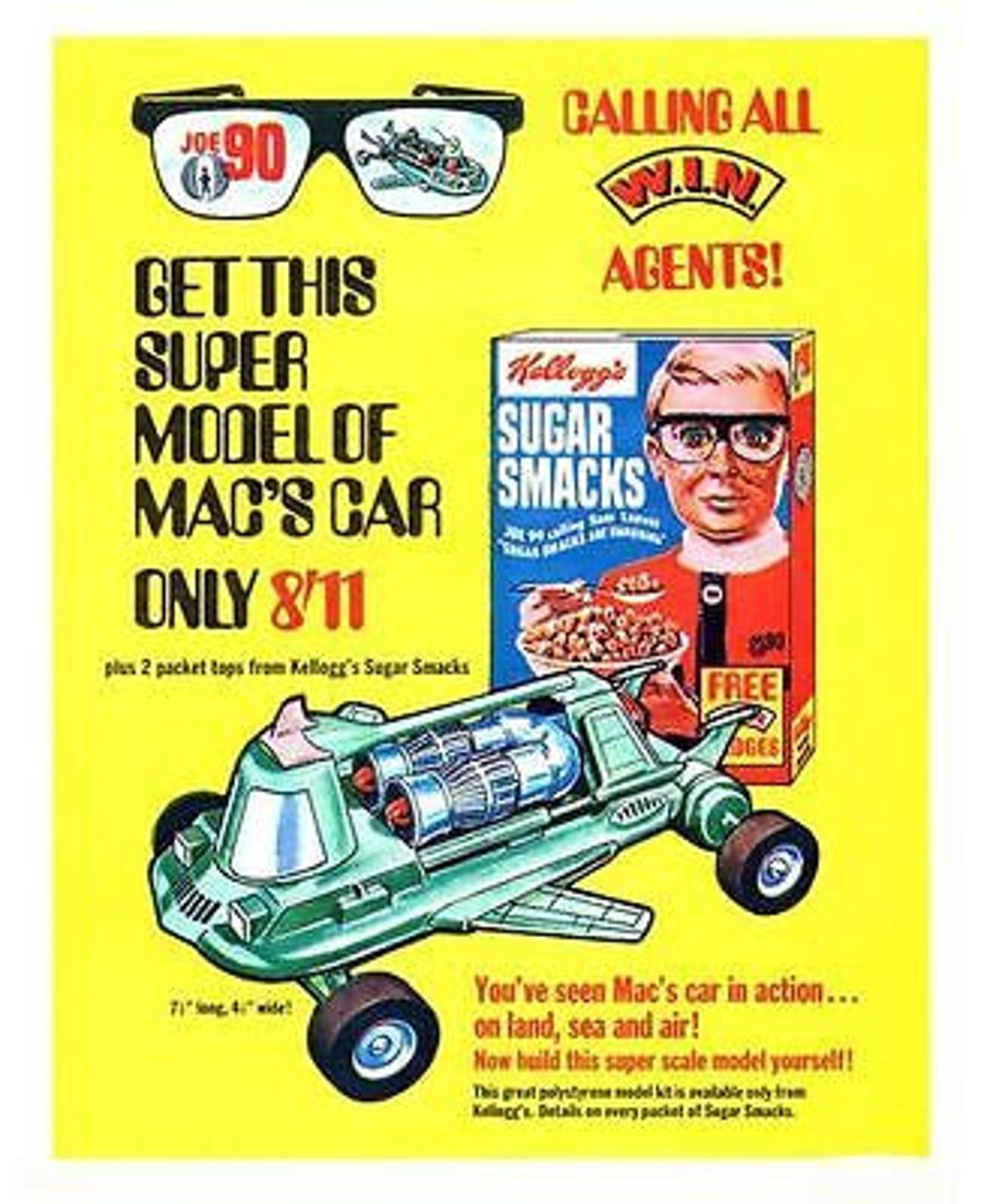 1970's Gerry Anderson's Joe 90 Kellogs Sugar Smacks Advert Poster A3 ...