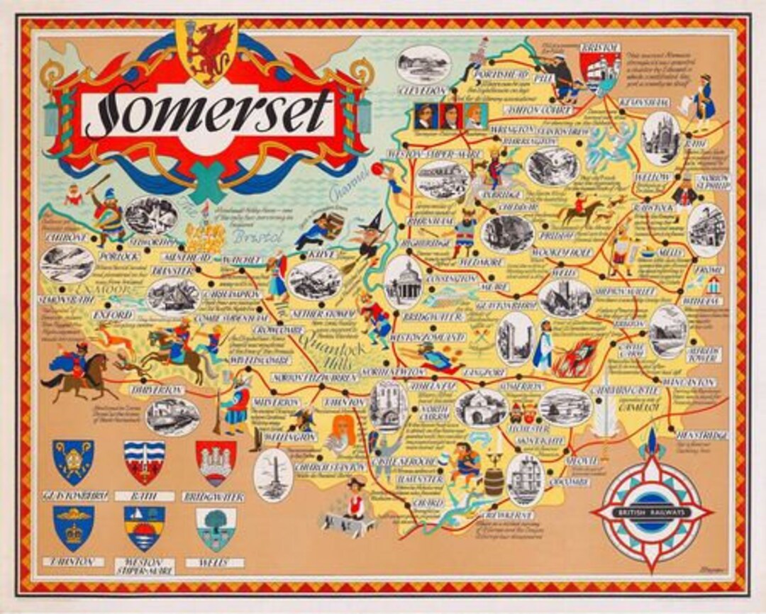 Vintage British Rail Map of Somerset Railway Poster A3/A4 - Etsy