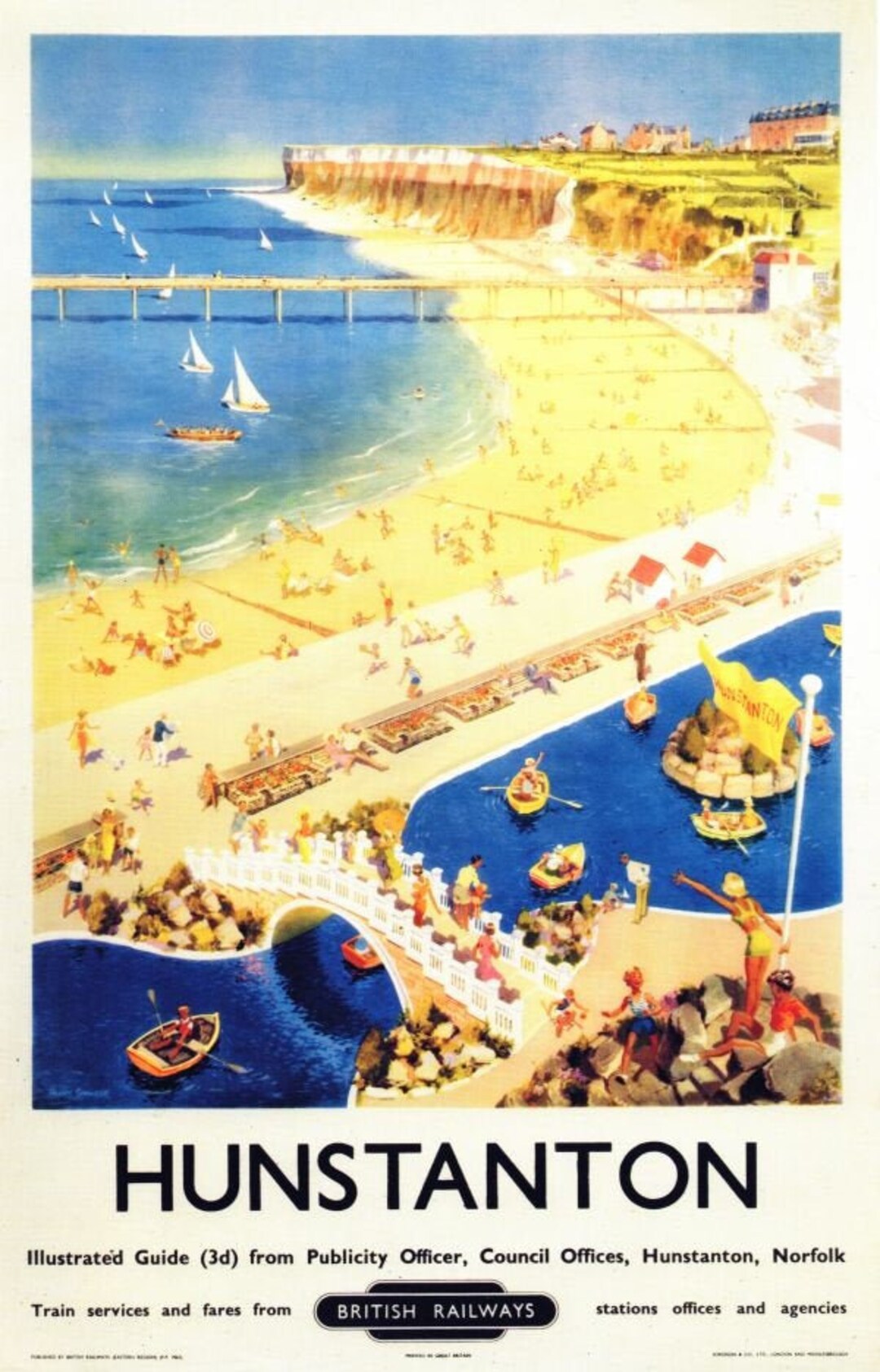 Vintage British Rail Hunstanton Norfolk Railway Poster A4/A3/A2/A1 ...