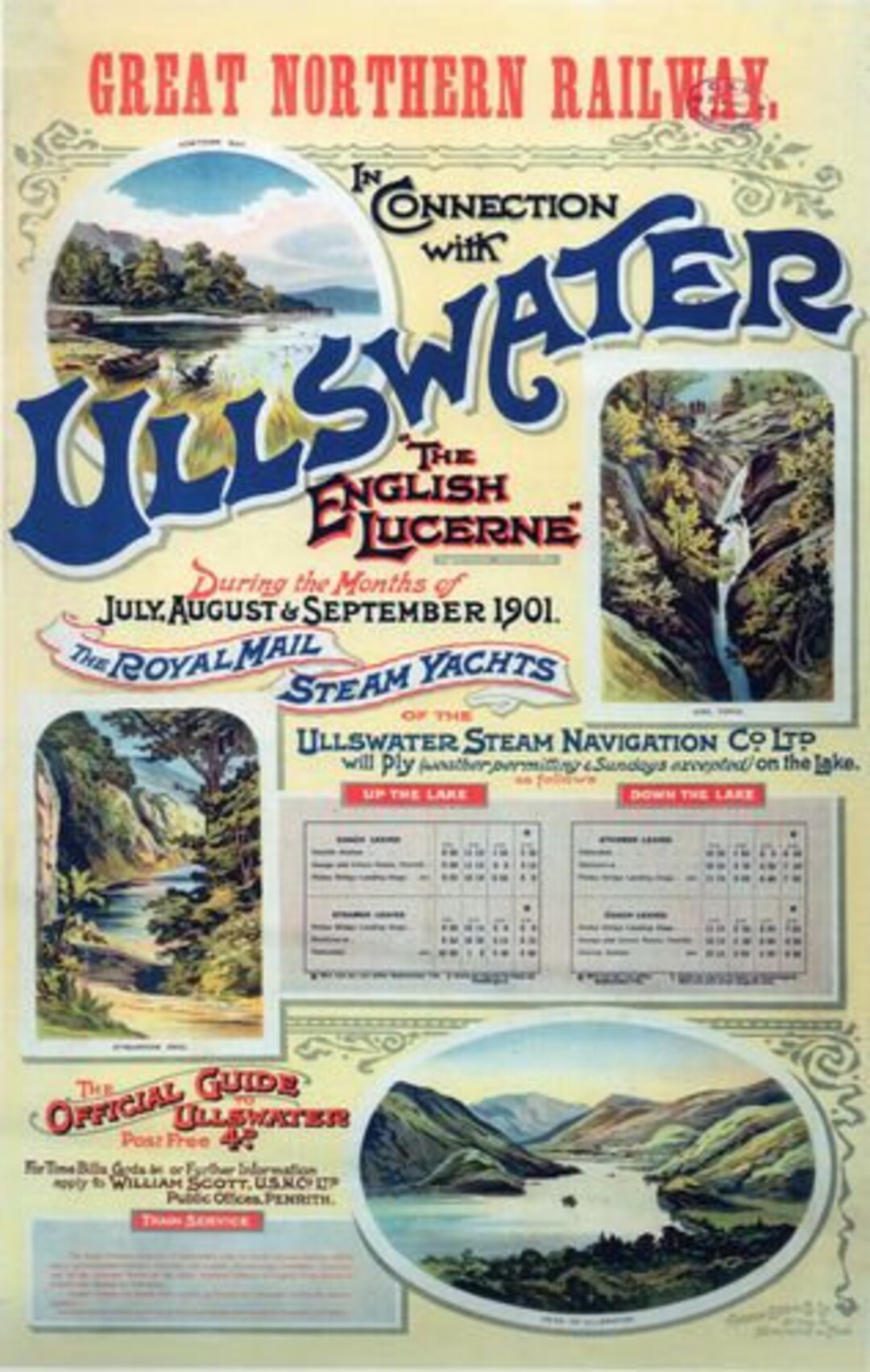 Vintage Great Northern Railway Ullswater Railway Poster A4/A3/A2/A1 ...