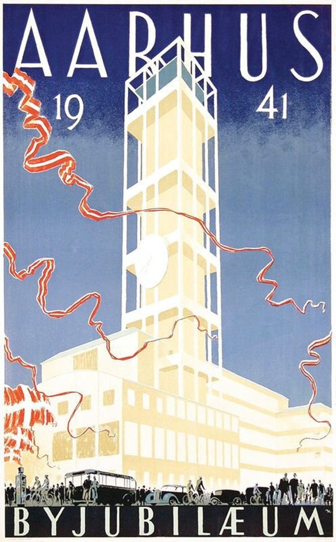 Vintage 1941 Aarhus Denmark Tourism Poster Print A3/A4 - Etsy