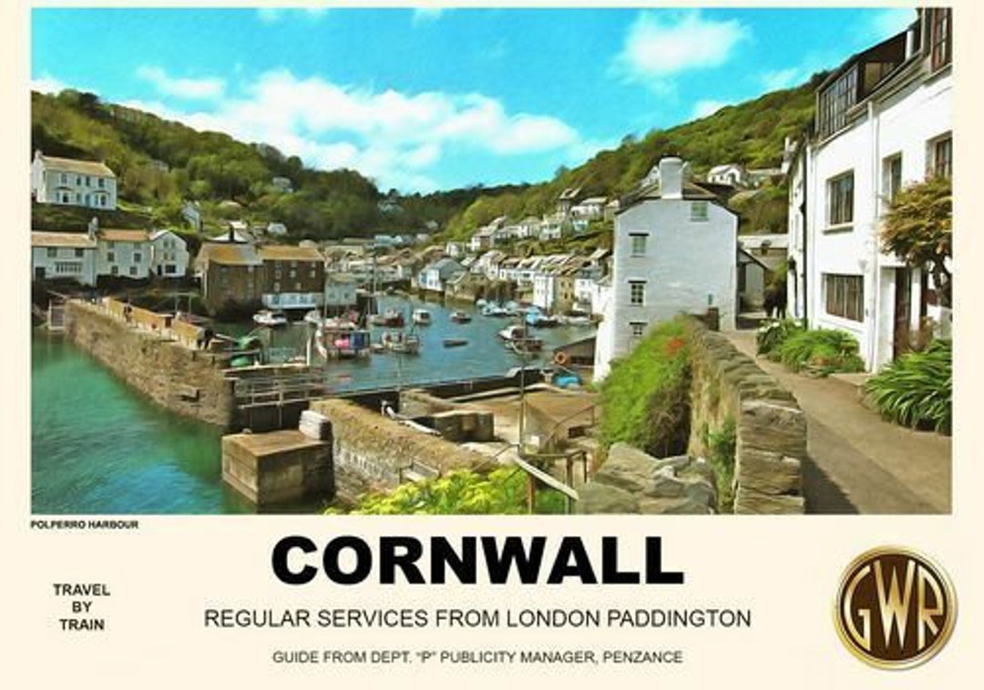 Vintage Style Railway Poster Polperro Harbour Cornwall A4/a3/a2 Print ...