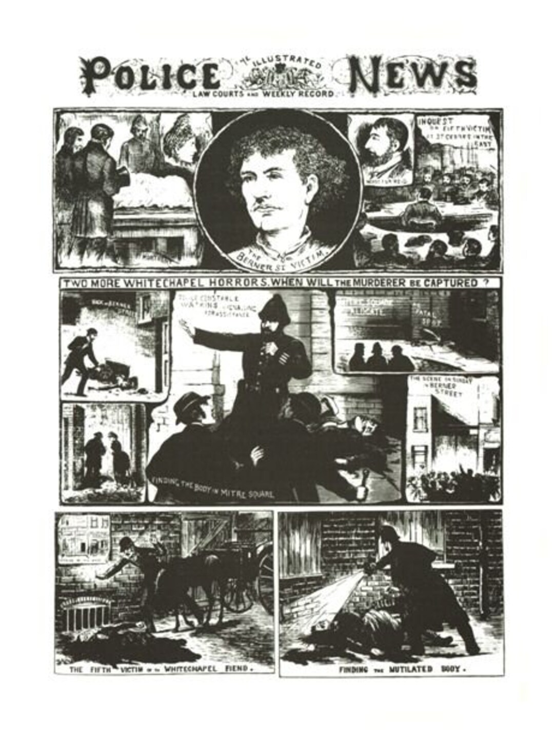 Antique Victorian Police News Newspaper Jack the Ripper 5 A3 Poster ...