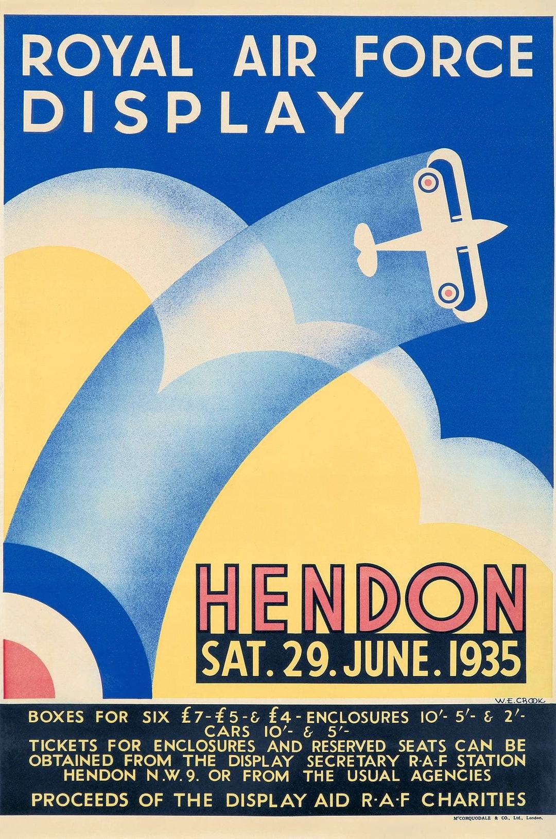 Vintage 1935 Royal Air Force Display Hendon Poster Print A3/A4 - Etsy ...
