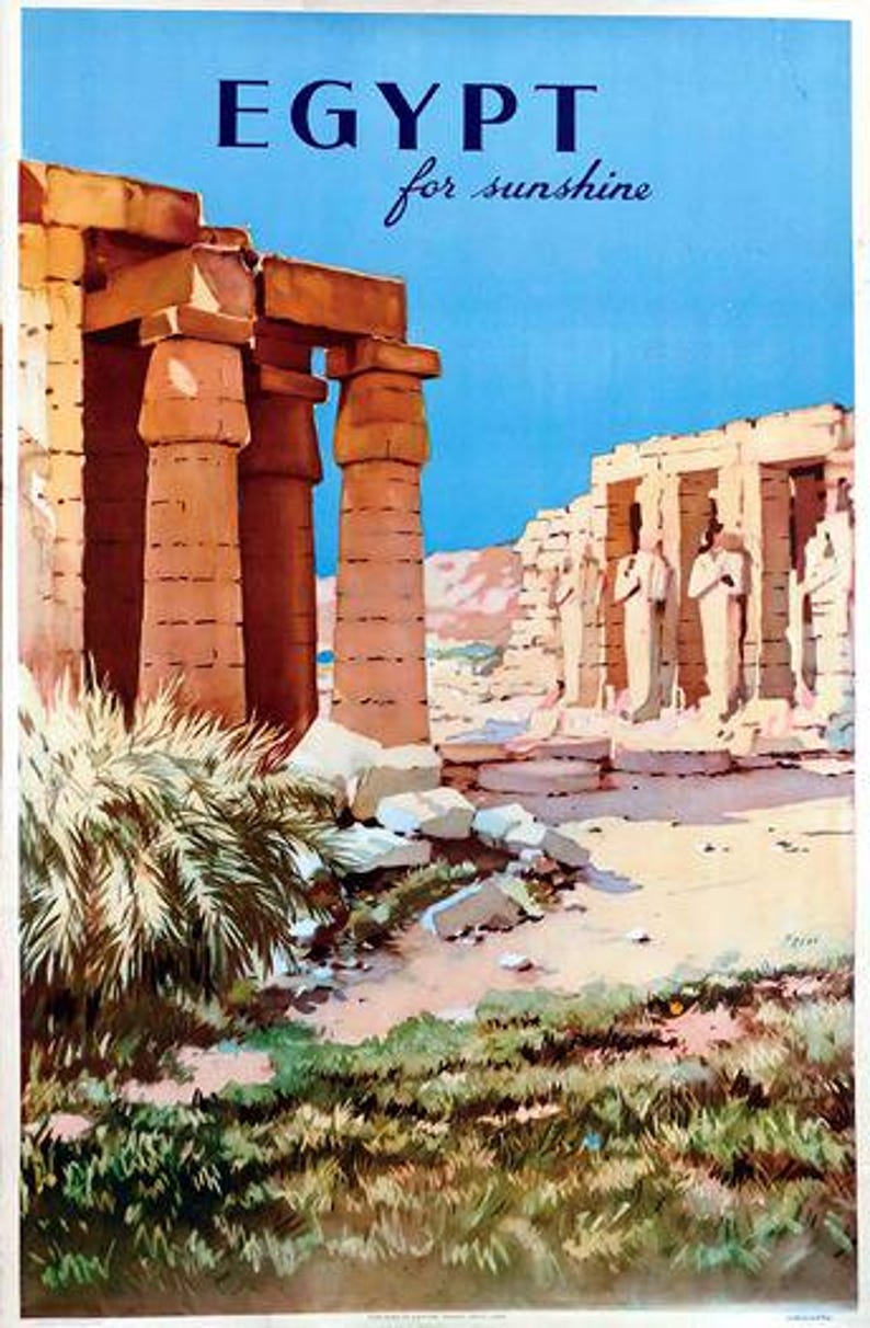 Vintage Egypt for Sunshine Luxor Tourism Poster Print A3/A4 - Etsy