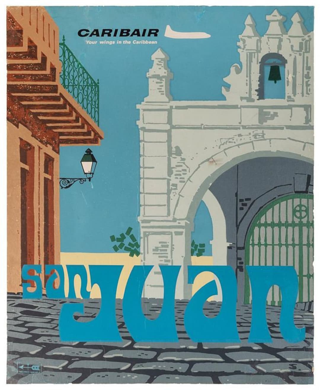 Vintage Caribair Flights To San Juan Airline Poster Print A3/A4 - Etsy ...