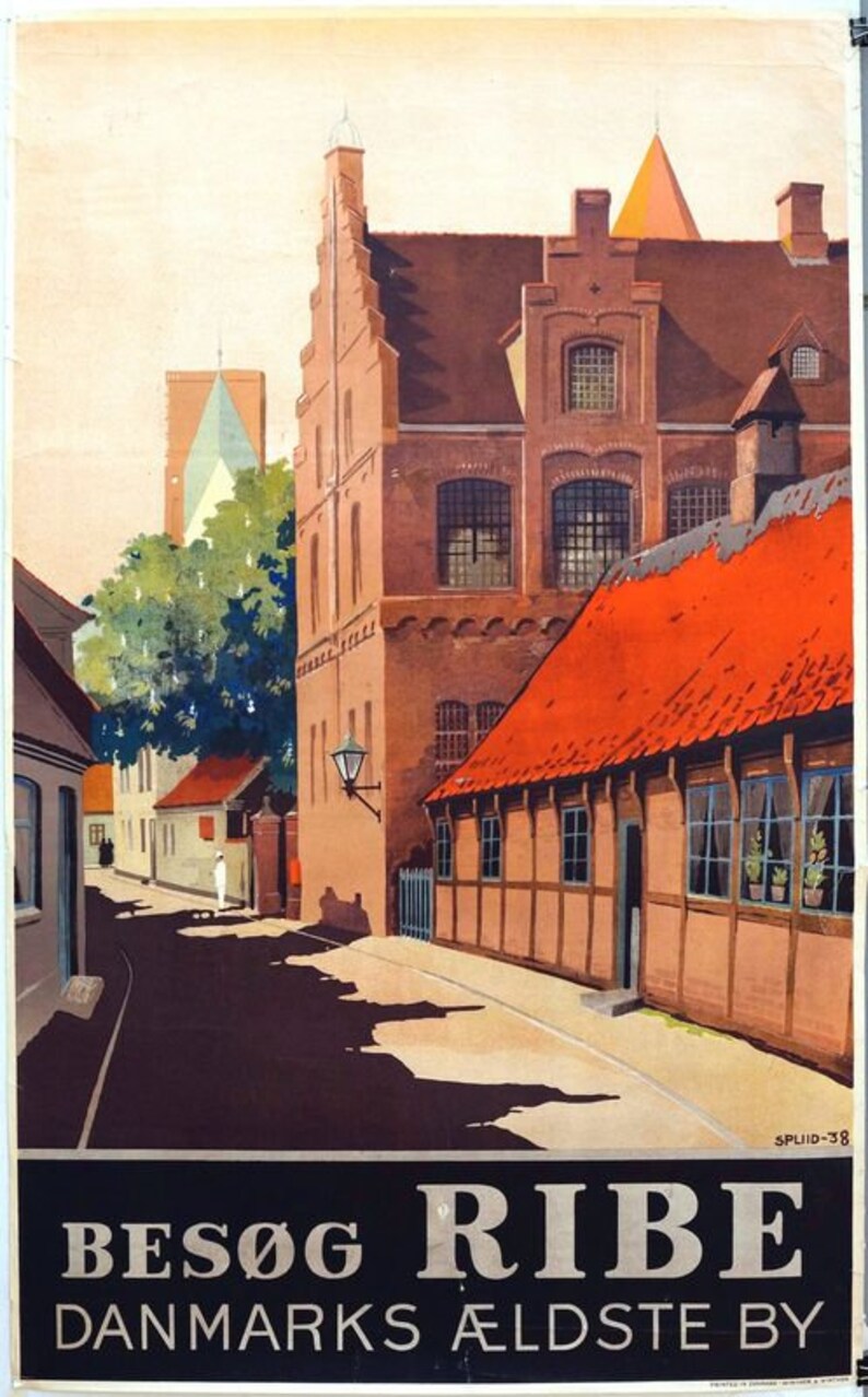 Vintage Ribe Denmark Tourism Poster Print A3/A4 - Etsy