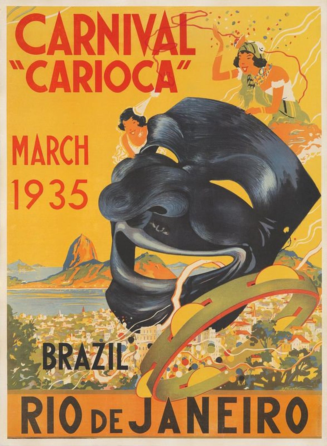 Vintage 1935 Rio De Janeiro Carnival Poster Print A3/A4 - Etsy