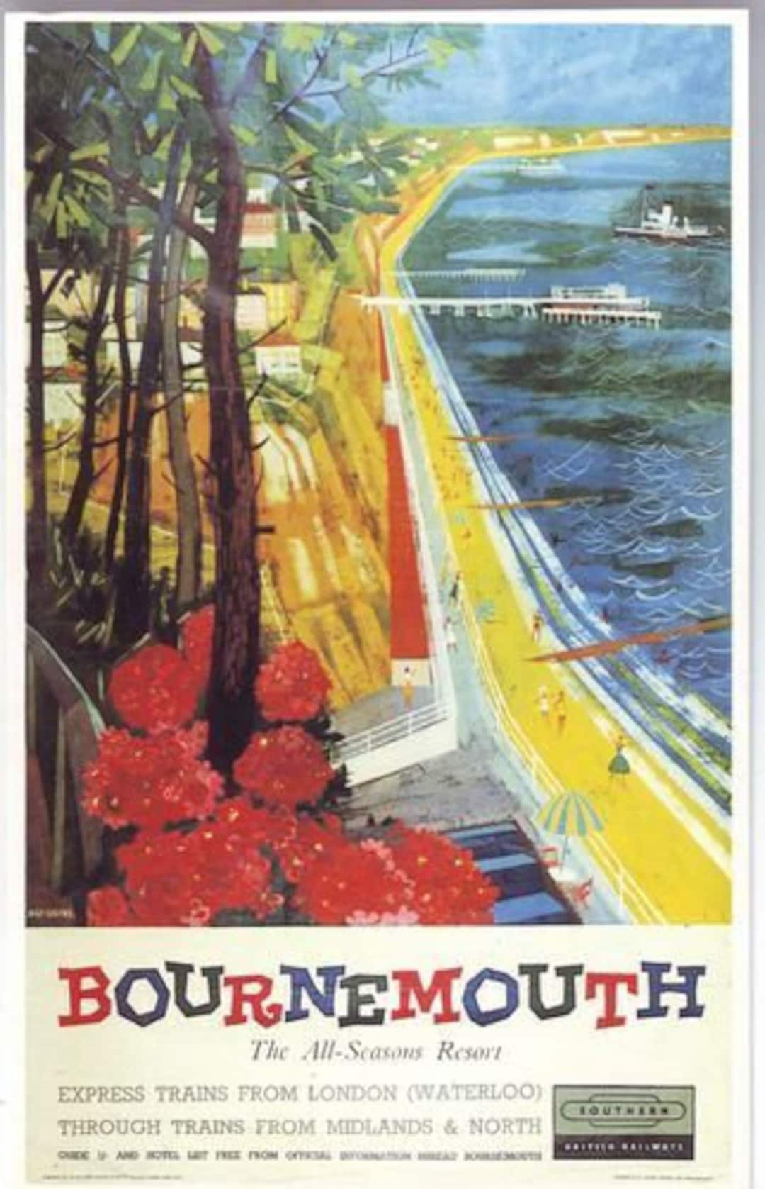 1960's British Rail Bournemouth Railway Poster Print A3/a4 - Etsy