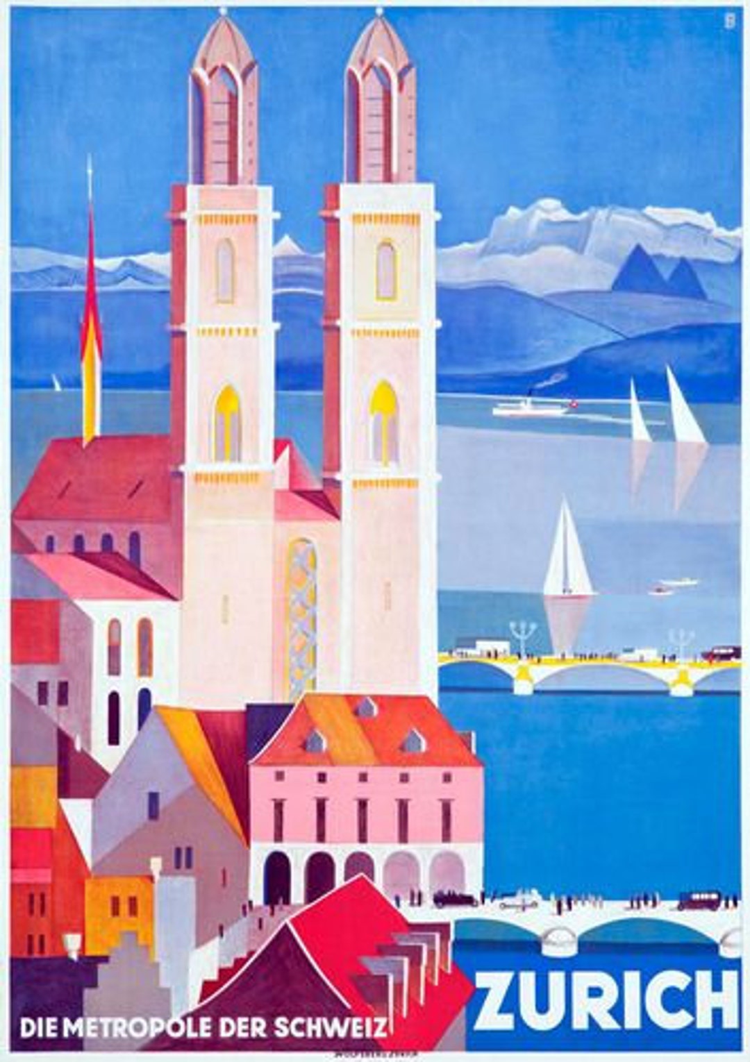 Vintage Zurich Switzerland Tourism Poster Reprint A3/A4 - Etsy