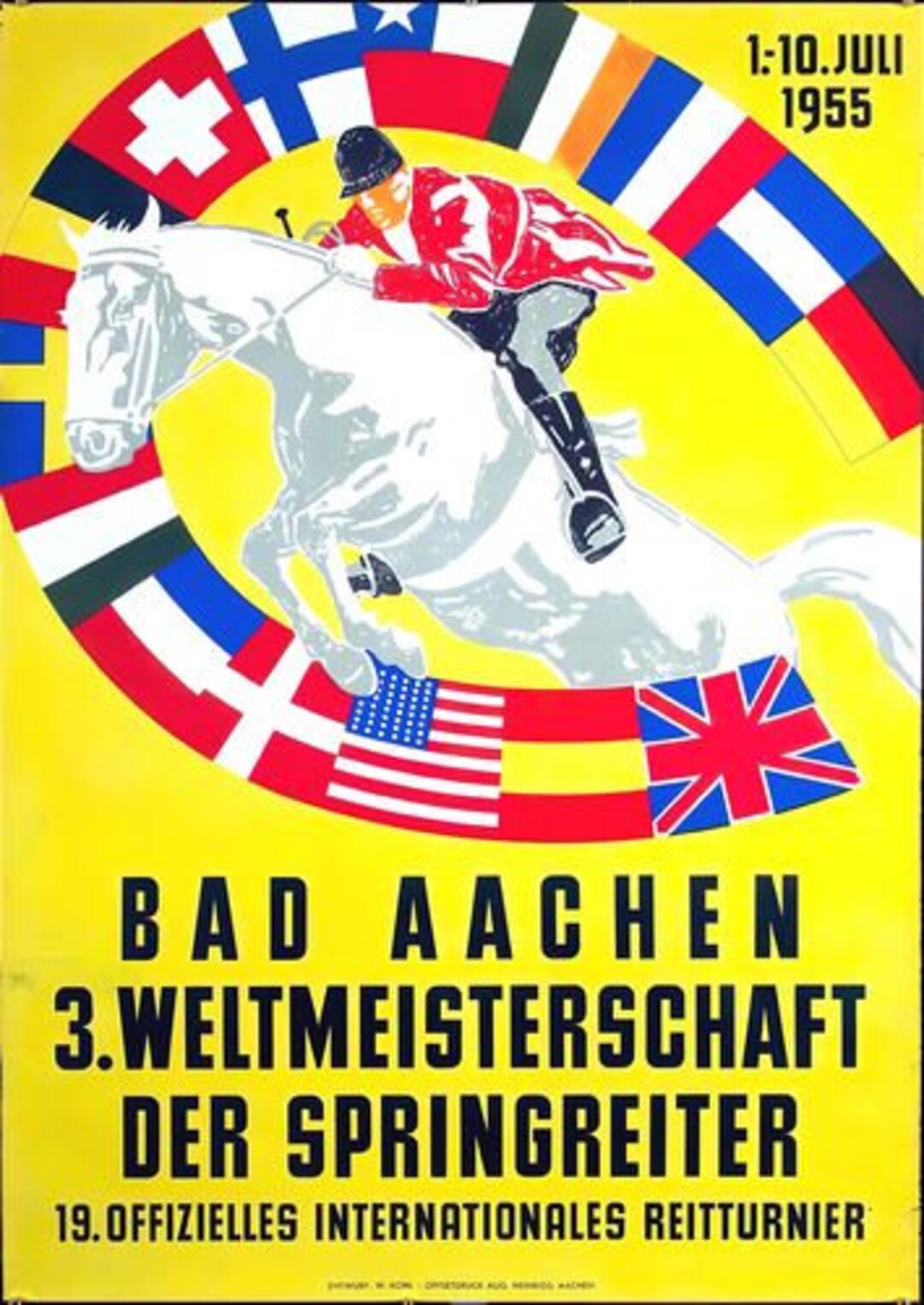 Vintage 1955 Aachen Germany Show Jumping Poster Reprint A3/A4 - Etsy