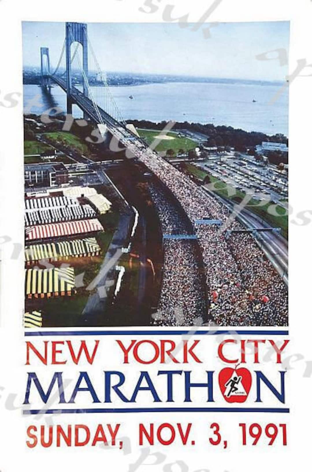 1991 New York Marathon Poster A3/a4 Print - Etsy