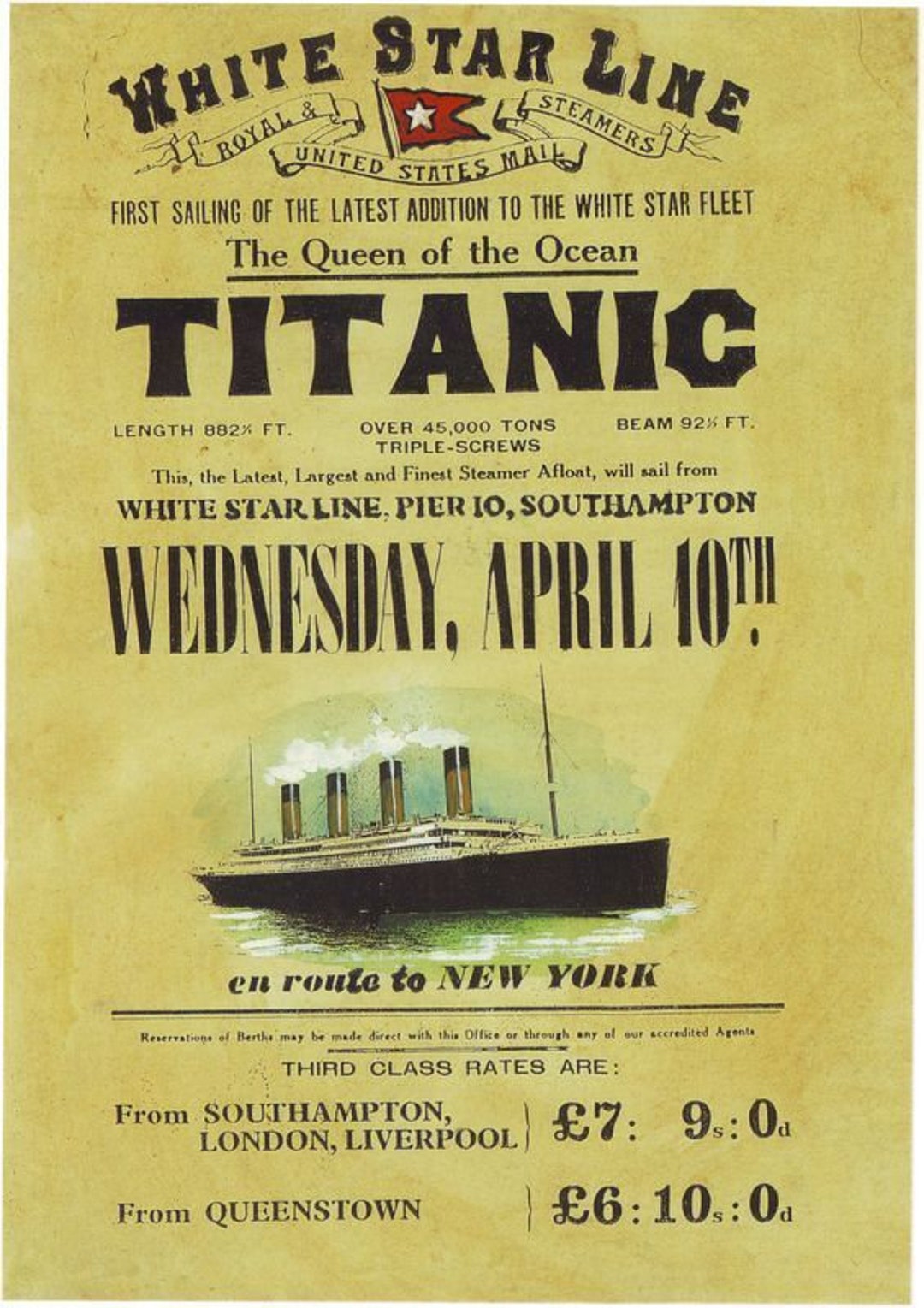 White Star Line Titanic Advert Poster Print A3/a4 - Etsy
