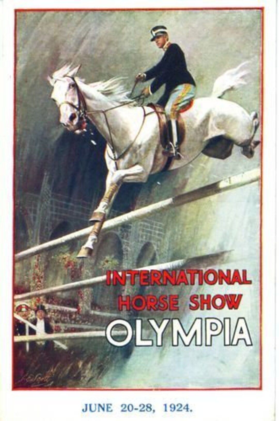1924 International Horse Show Olympia Show Jumping Poster Print A3/a4 ...