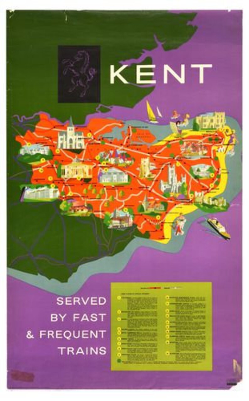 Vintage British Rail Kent Railway Poster A3/A4 - Etsy