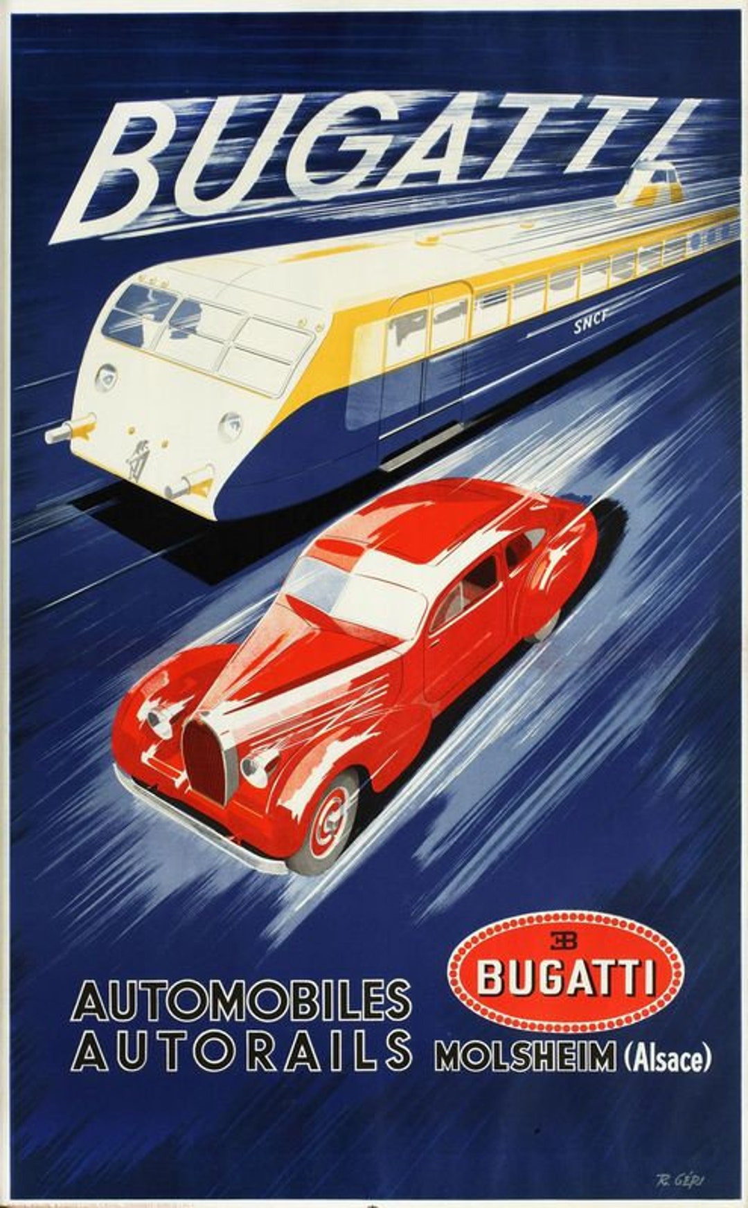 Vintage Bugatti Motor Car Advertisement Poster Print A3/A4 - Etsy