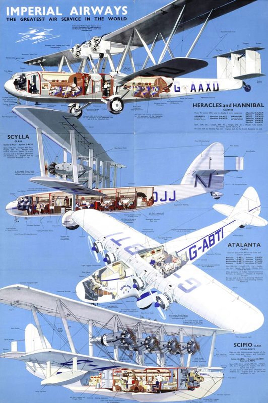 Vintage Imperial Airways Seaplanes Airline Poster Print A3/A4 - Etsy