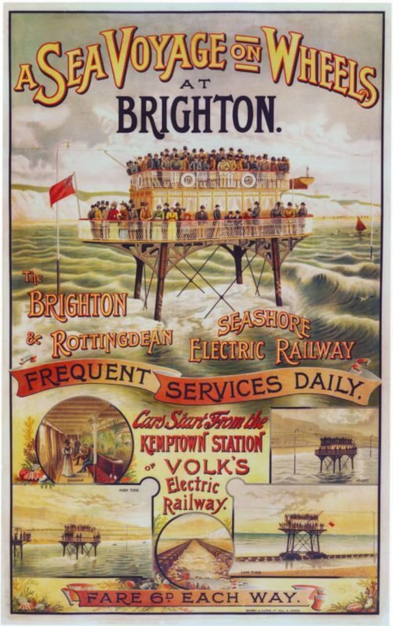 1890's Volks Railway Brighton Poster A3 / A2 Print - Etsy