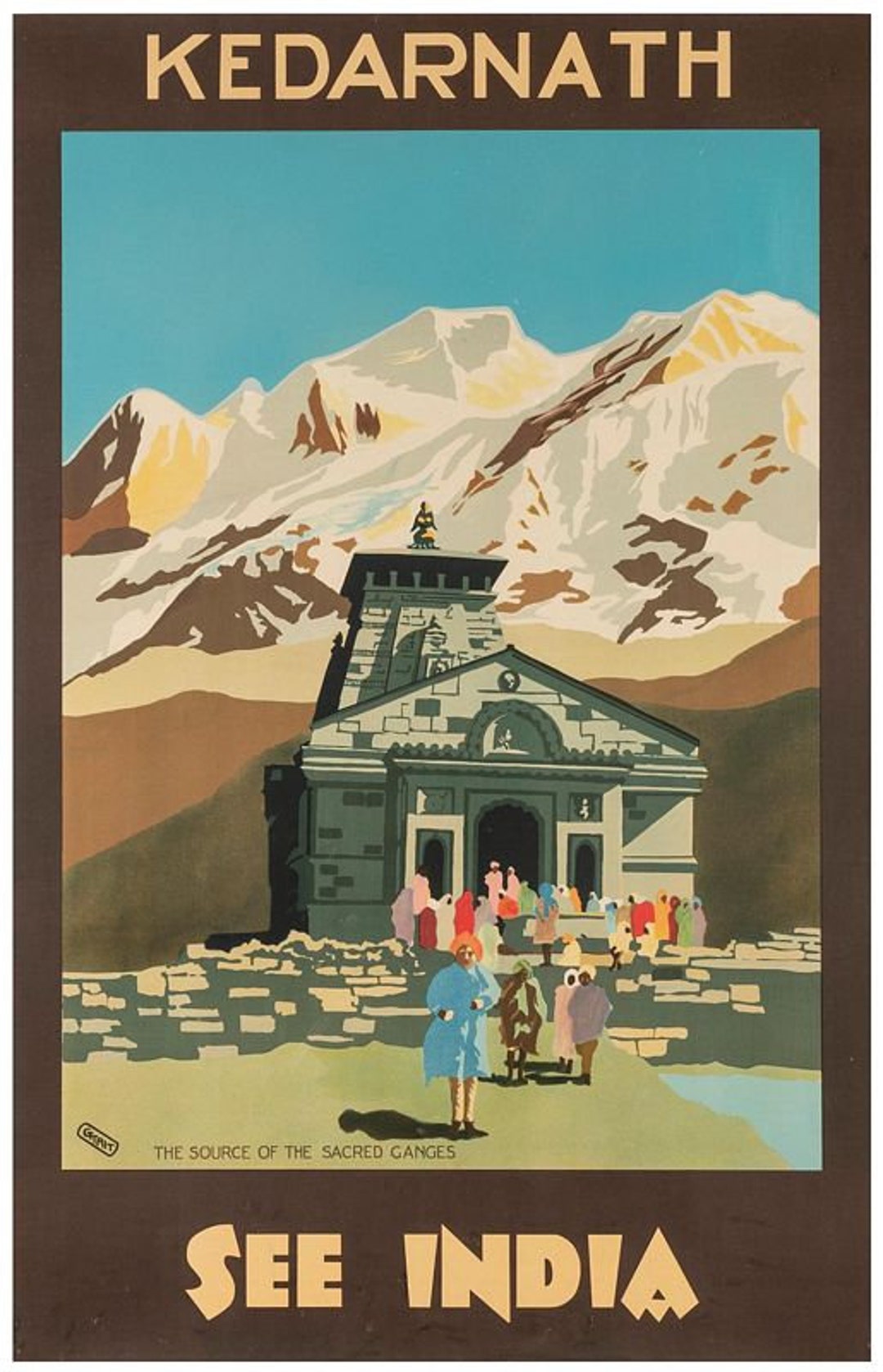 Vintage Kedarnath India Tourism Poster Print A3/A4 - Etsy