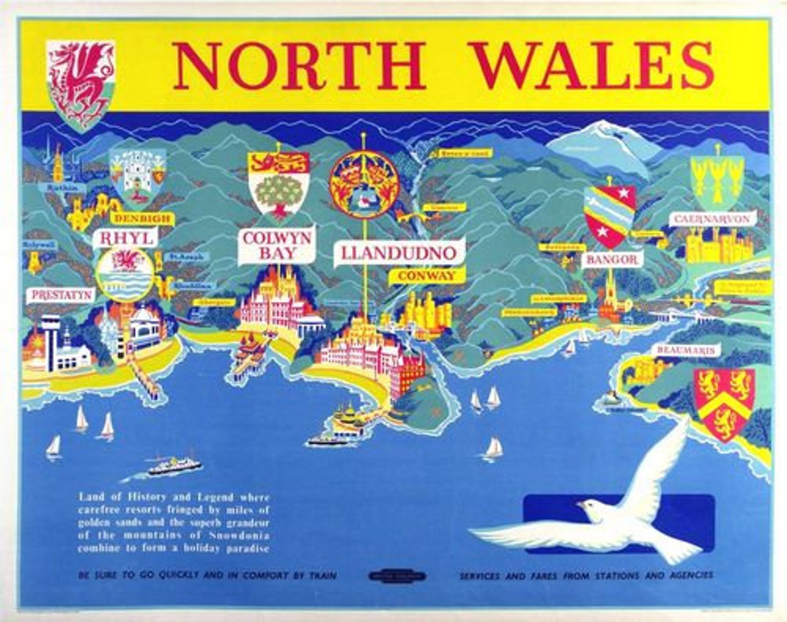 Vintage British Rail Map of North Wales Railway Poster A3/A4 Print - Etsy
