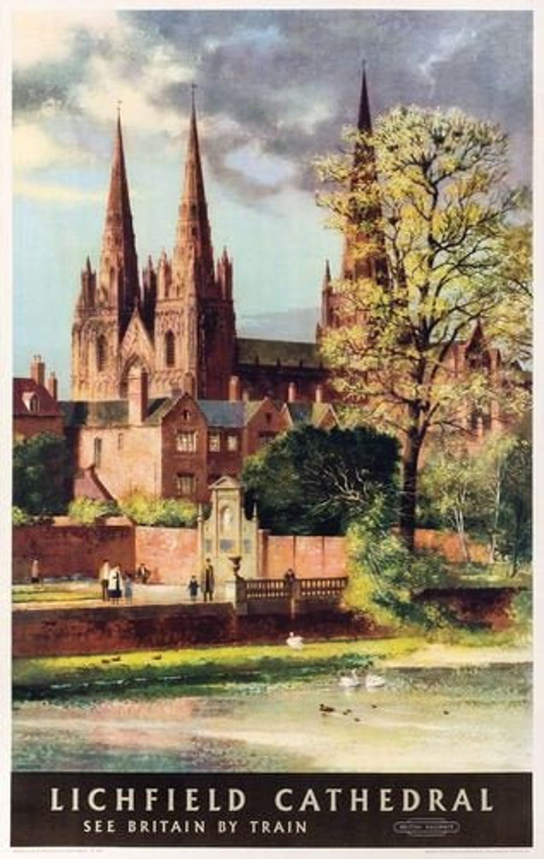 Vintage British Rail Lichfield Cathedral Railway Poster A3/A4 Print - Etsy