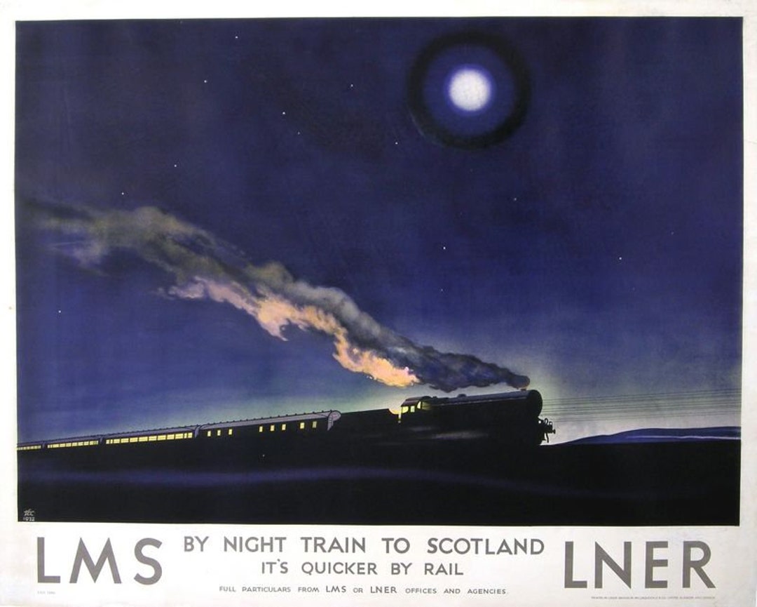 Vintage LMS LNER Night Train to Scotland Railway Poster Print A3/A4 - Etsy