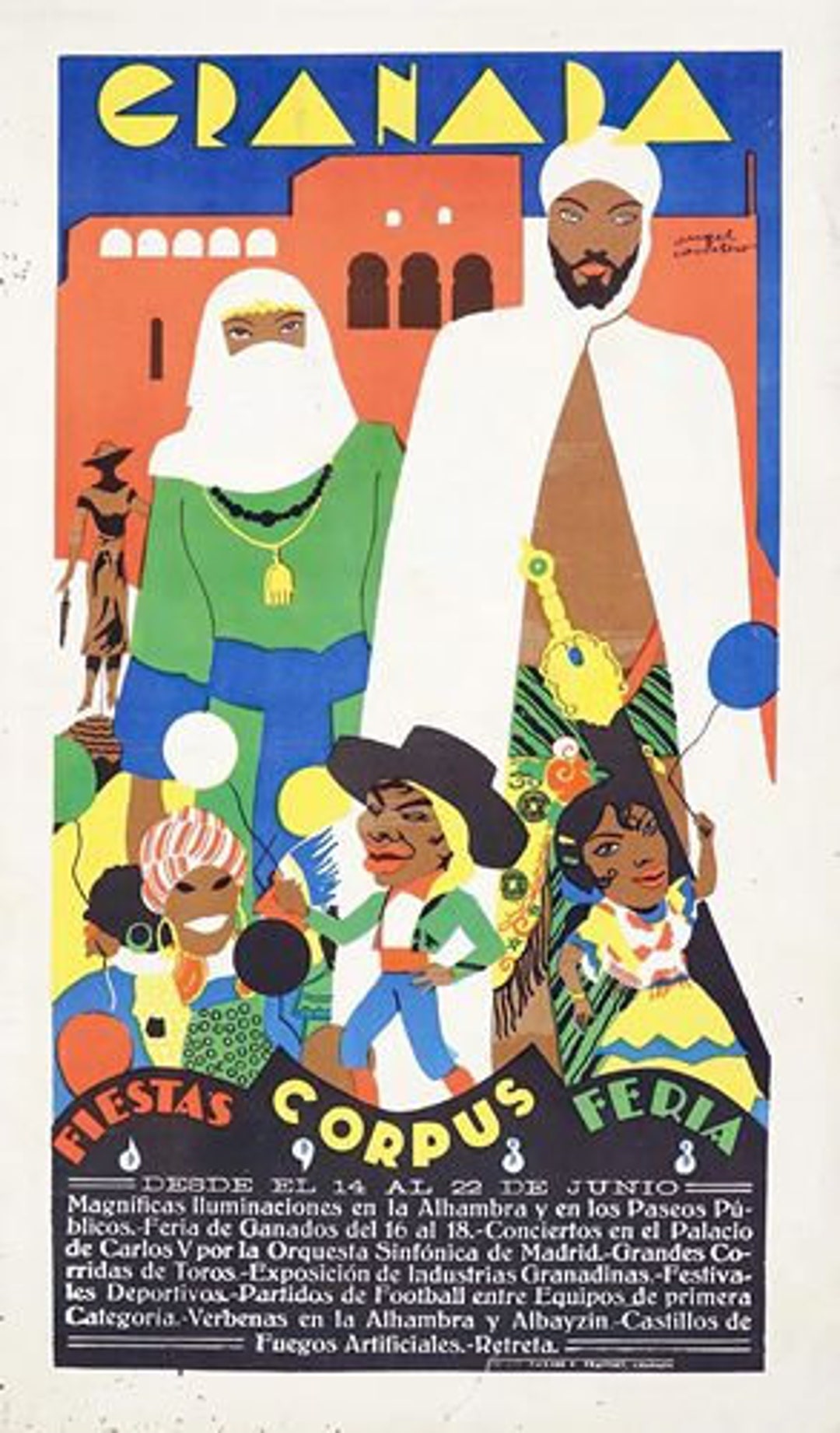 Vintage 1933 Granada Spain Fiesta Tourism Poster Reprint A3/A4 - Etsy
