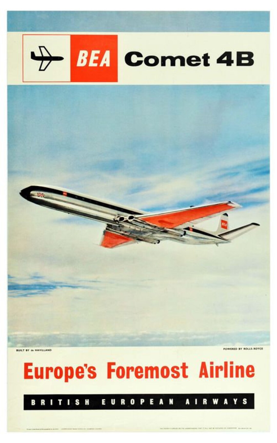 Vintage BEA Comet 4B Airline Poster Print A3/A4 - Etsy