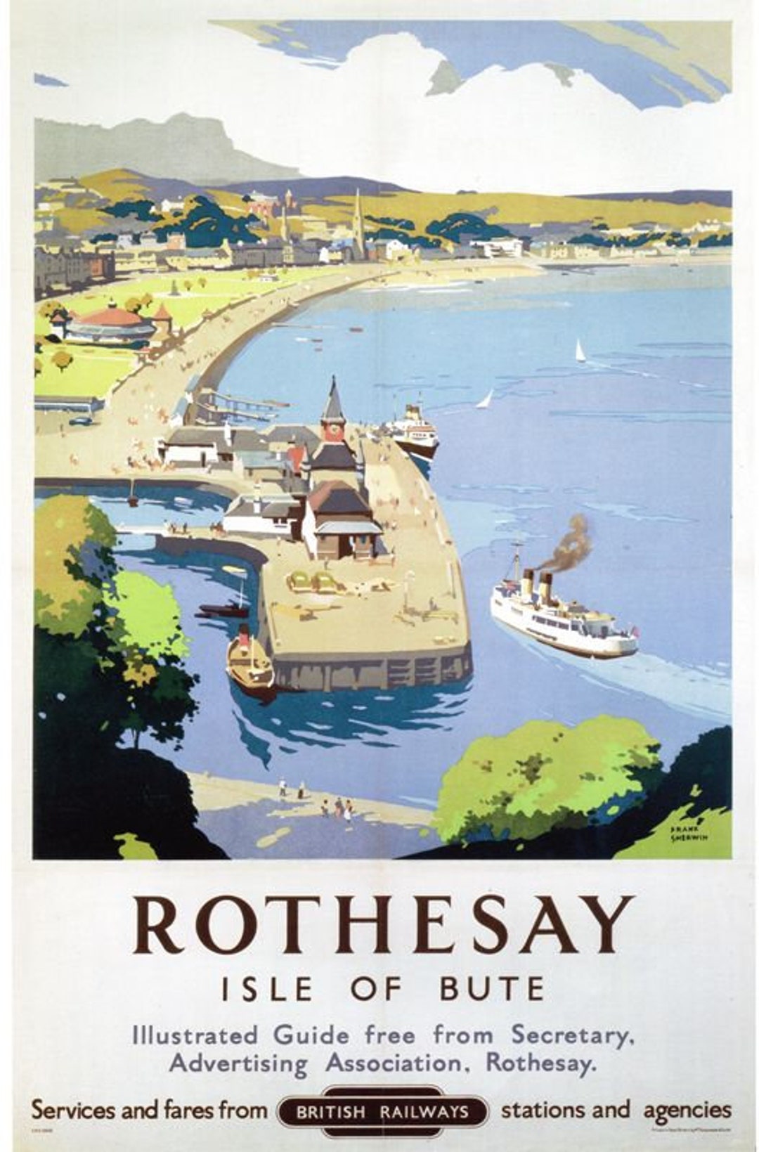 Vintage British Rail Rothesay Isle of Bute Railway Poster A4/A3/A2/A1 ...