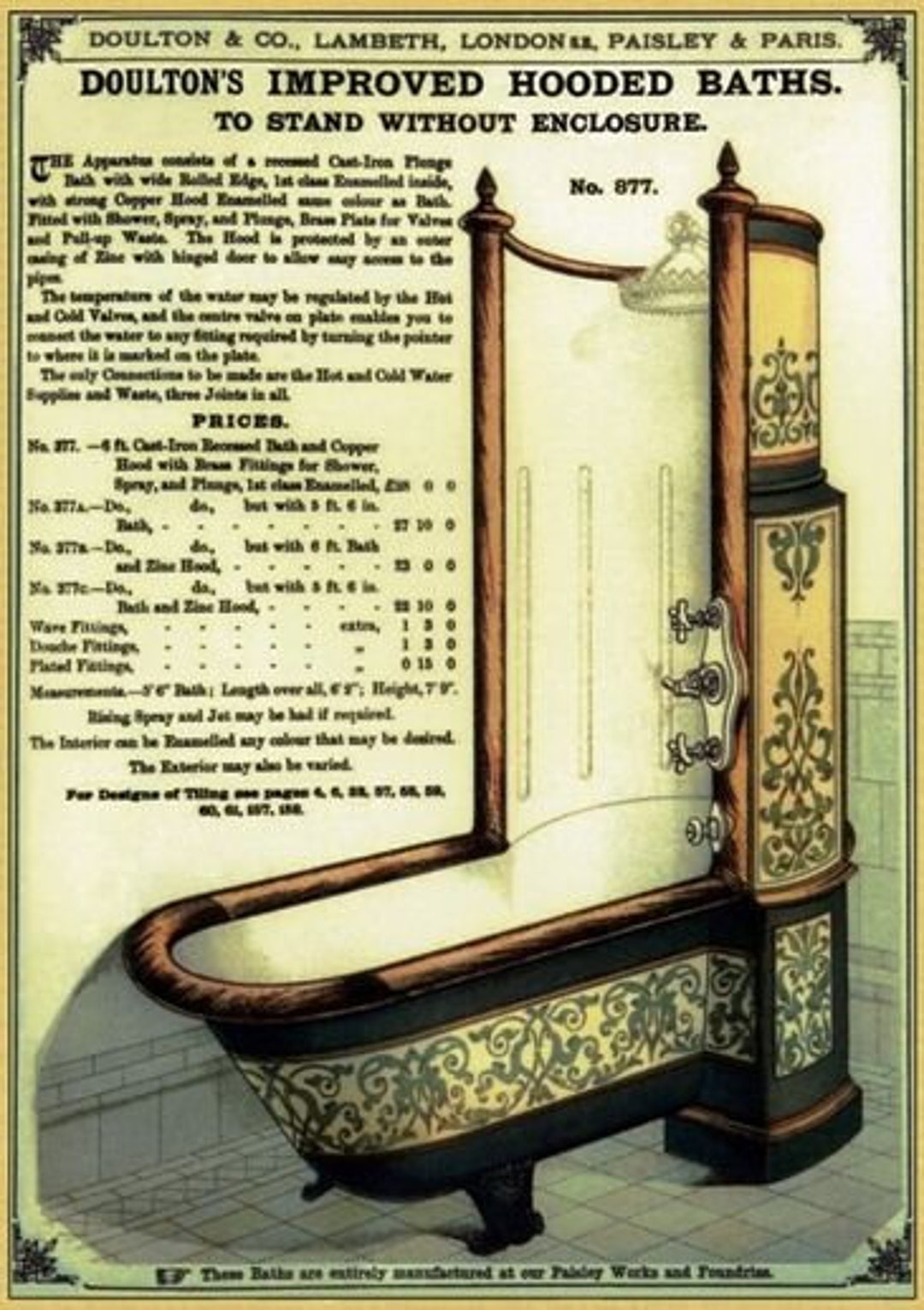 19th C. Victorian Doulton Hooded Bath Tub Advertisement V.1 A3 Poster ...