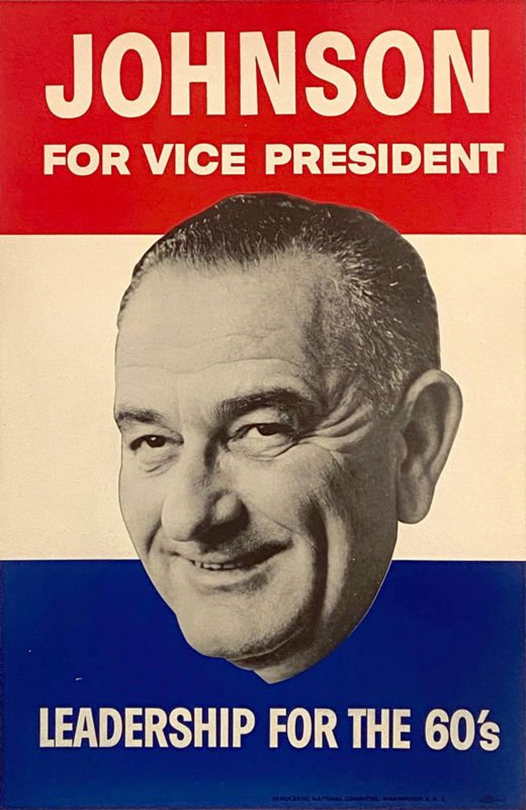 Vintage Lyndon Johnson Vice-présidentiel Election Poster Print A3/A4 ...