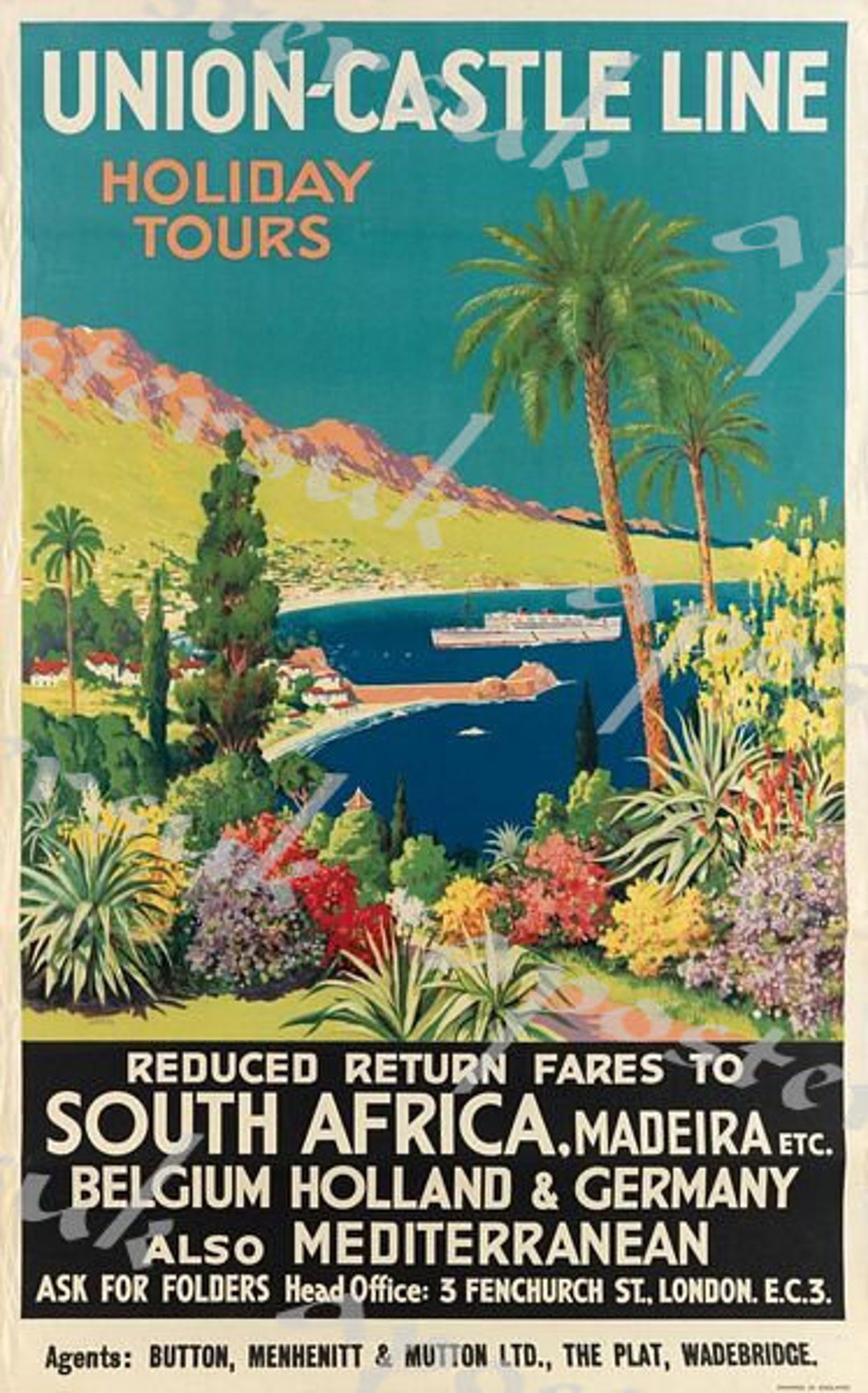 Vintage Union Castle Line Cruises to South Africa Poster A3/a4 Print - Etsy