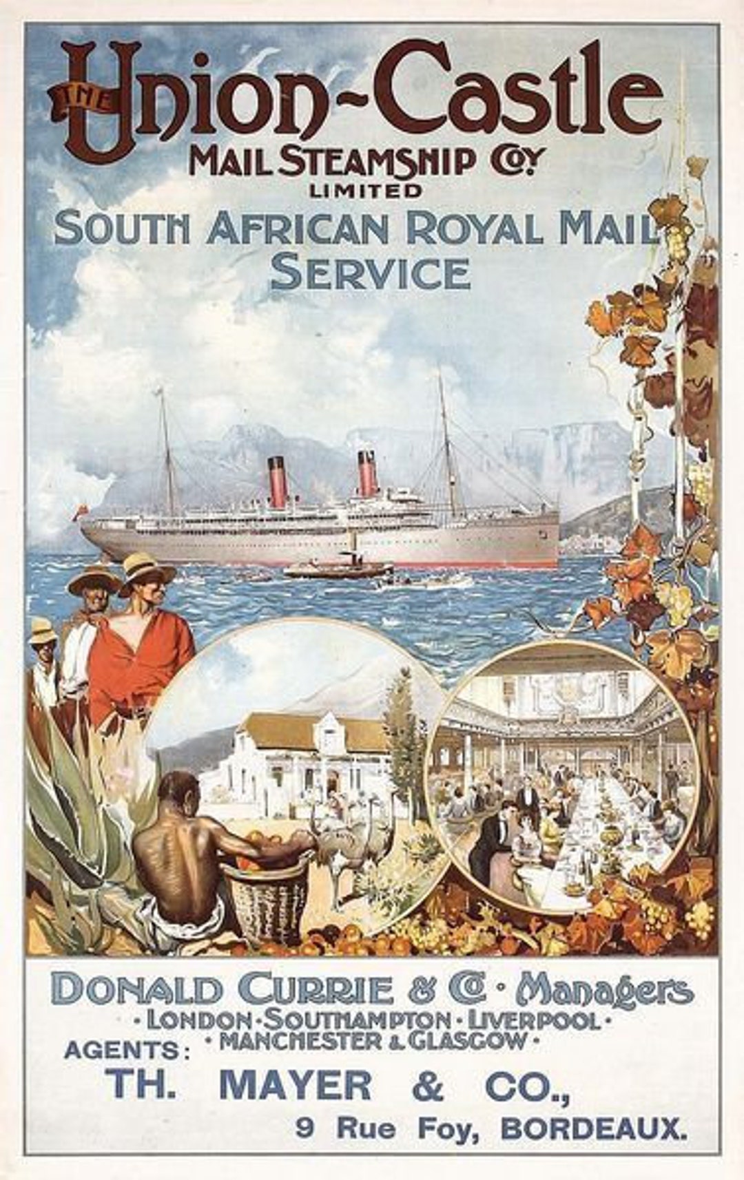 Vintage Union Castle Line Shipping to South Africa Poster A3 Print - Etsy