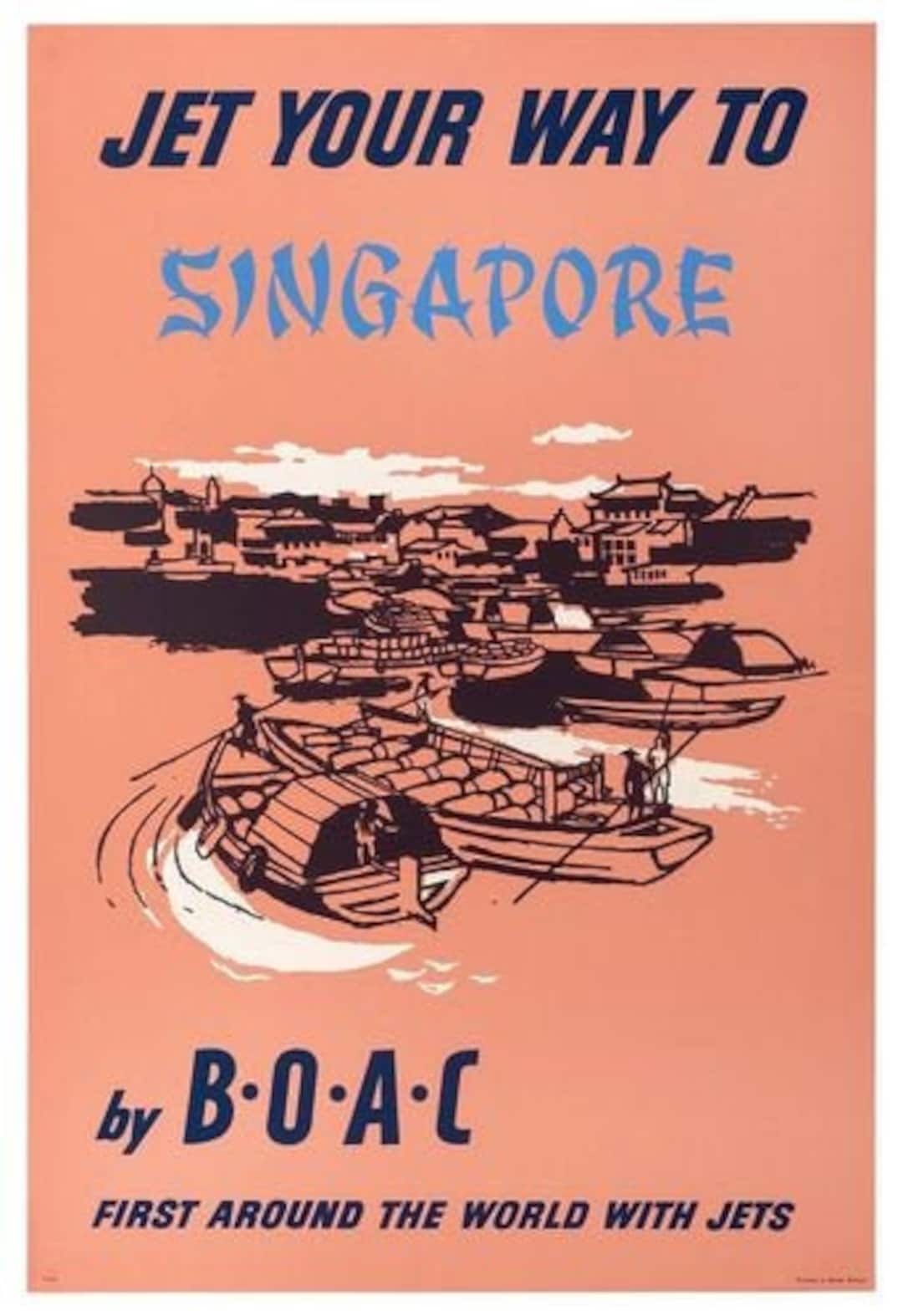 Vintage BOAC Flights to Singapore Airline Poster A3/A4 Print - Etsy