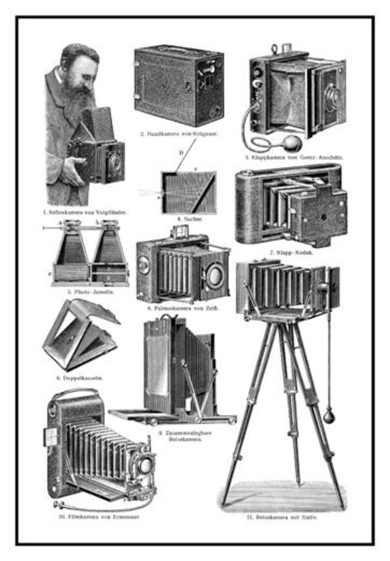 Antique Victorian German Camera Catalogue Illustration A3 Poster ...
