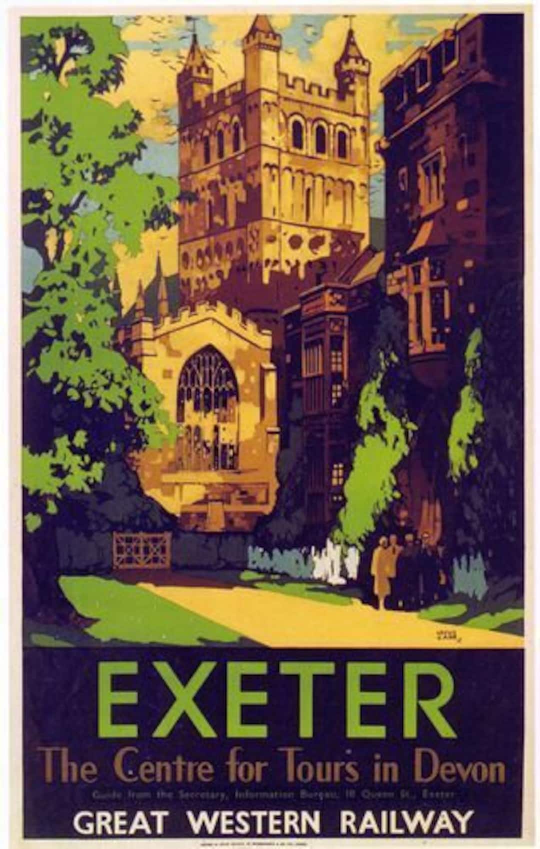 1930s Gwr Exeter Railway Poster Print A3/a4 - Etsy