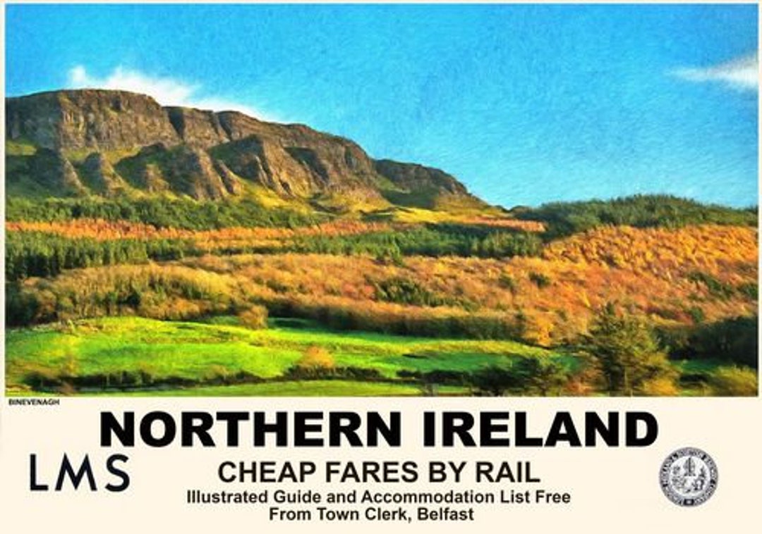 Vintage Style Railway Poster Binevenagh Northern Ireland A4/A3/A2 Print ...