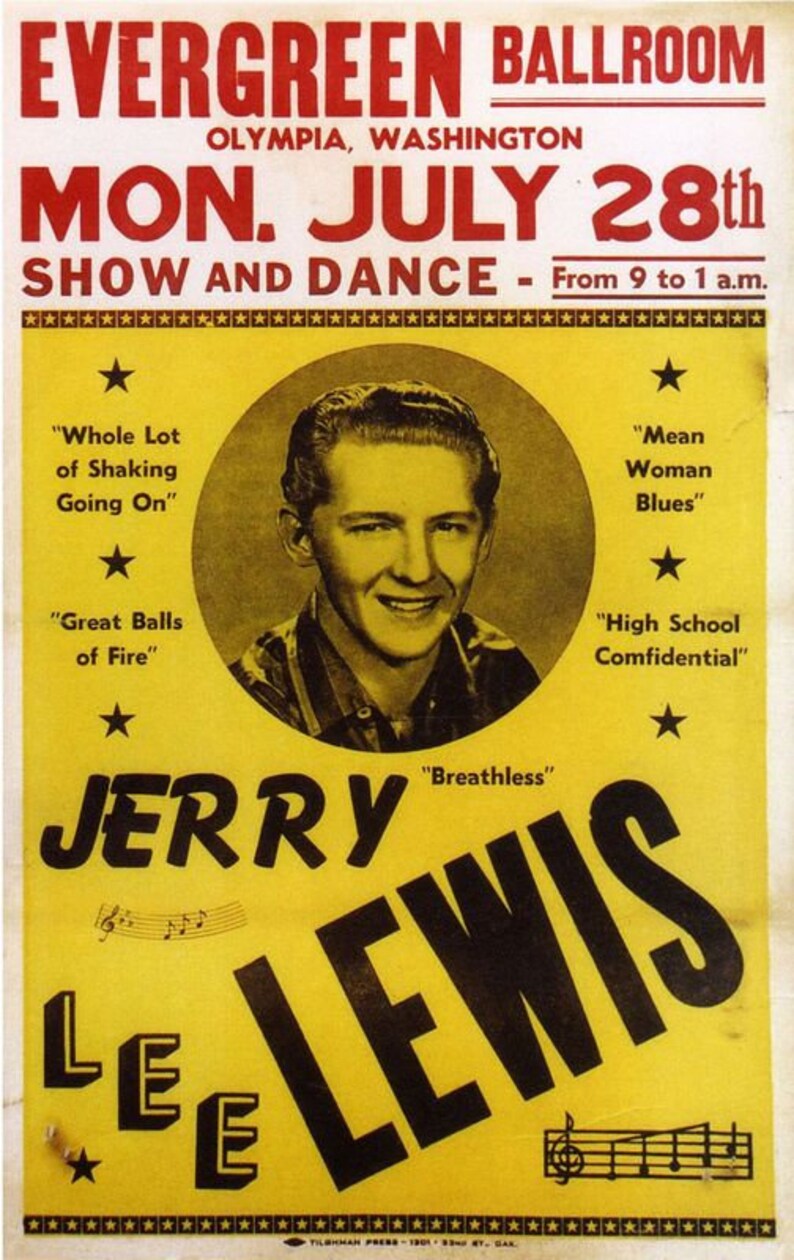Vintage Jerry Lee Lewis Concert Poster Print A3/A4 - Etsy