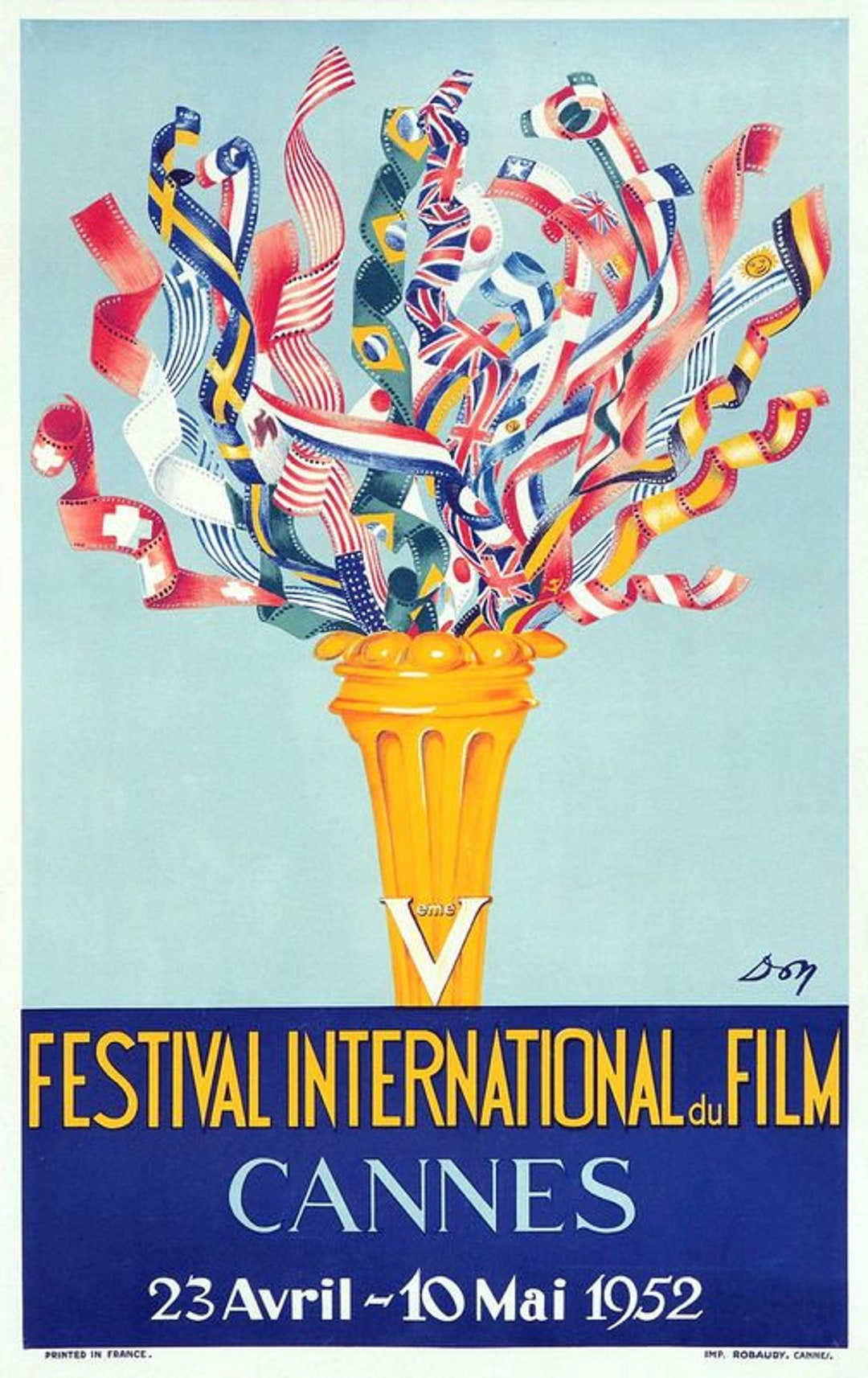 Vintage 1952 Cannes Film Festival Tourism Poster Print A3/A4 - Etsy