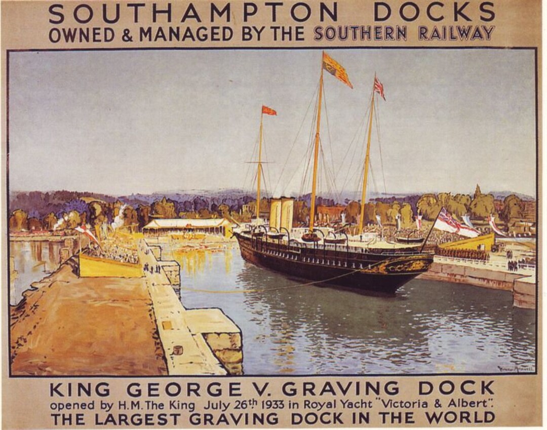 Vintage Southern Railways Southampton Docks Railway Poster Print A3/A4 ...