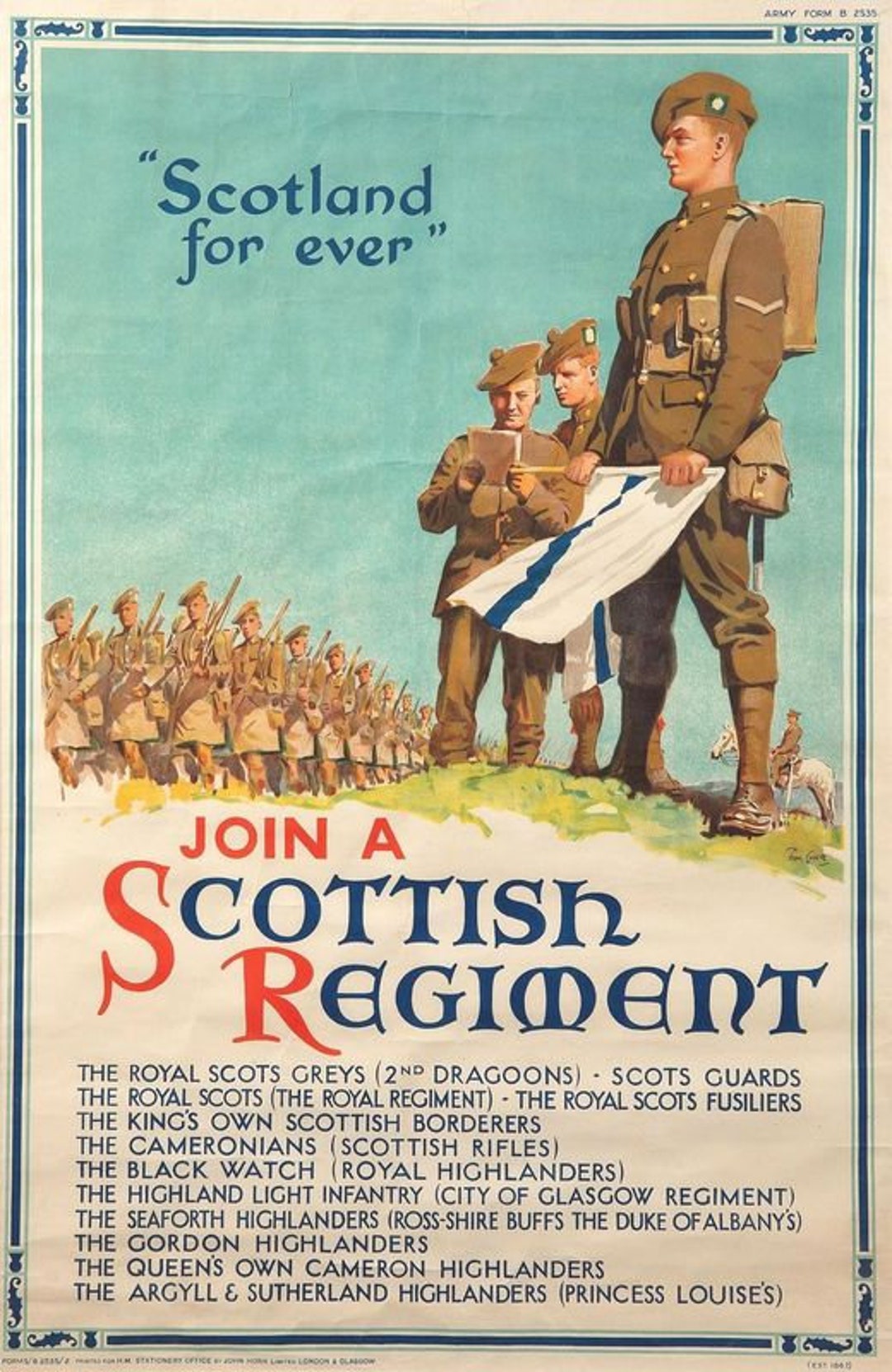 Vintage Join a Scottish Regiment Army Recruitment Poster Print A3/A4 - Etsy
