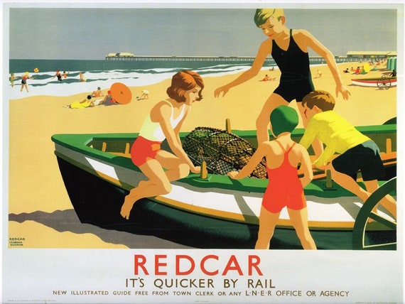 Vintage LNER Redcar Beach Railway Poster A4/A3/A2/A1 Print - Etsy