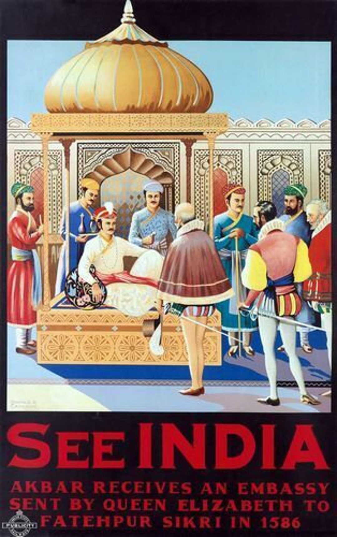 Vintage Visit India Akbar at Fatehpur Sikri Tourism Poster Print A3/a4 ...