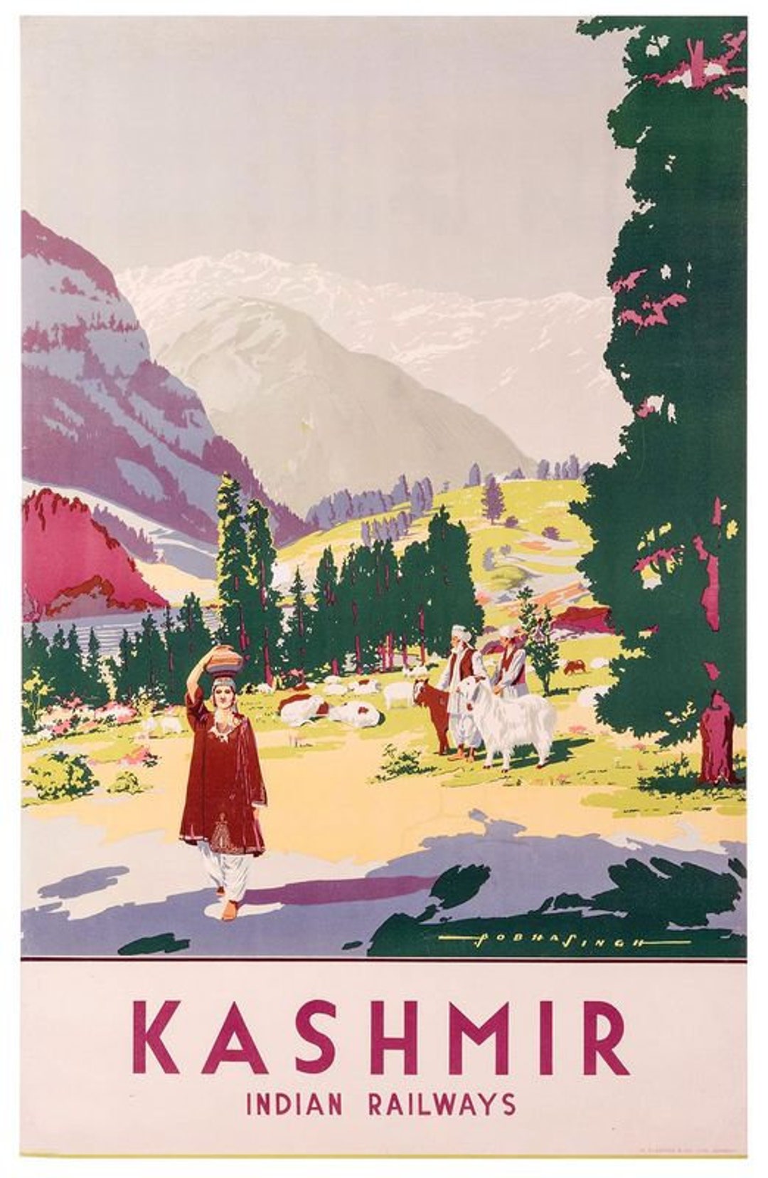 Vintage Indian Railways Kashmir Tourism Poster Print A3/A4 - Etsy
