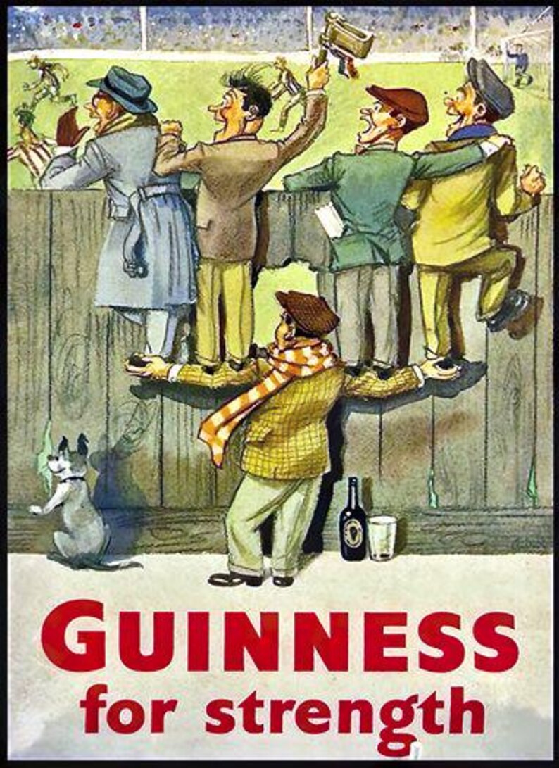 Vintage Guinness for Strength Soccer Advertisement Poster Print A3/A4 ...