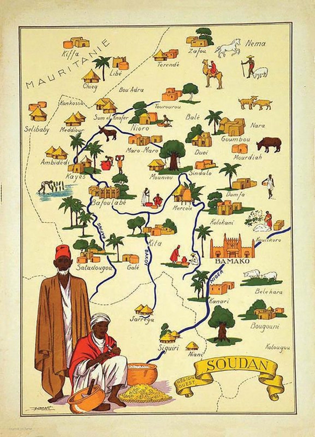 Vintage Sudan Map Tourism Poster Print A3/A4 - Etsy