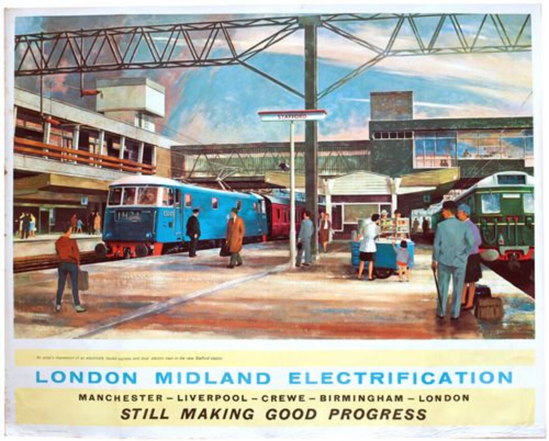 Vintage LMS Electric London Birmingham Manchester Railway Poster A3/A4 - Etsy