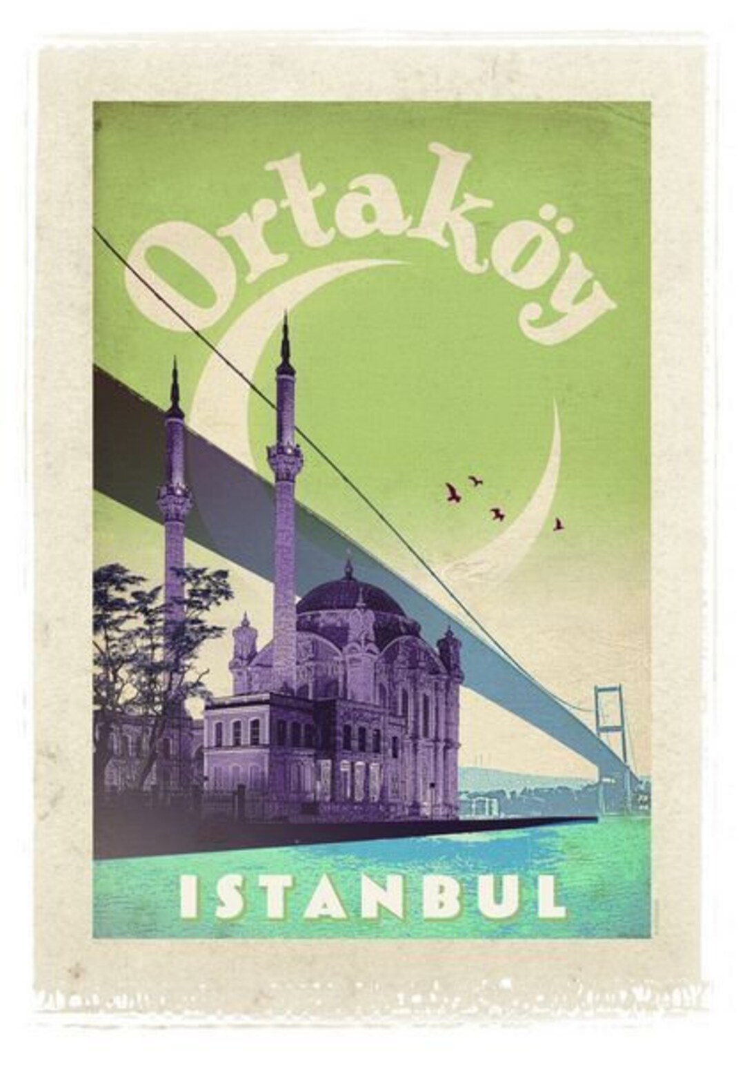Vintage Turkish Tourism Poster Ortakoy Istanbul A3/a2/a1 Print - Etsy