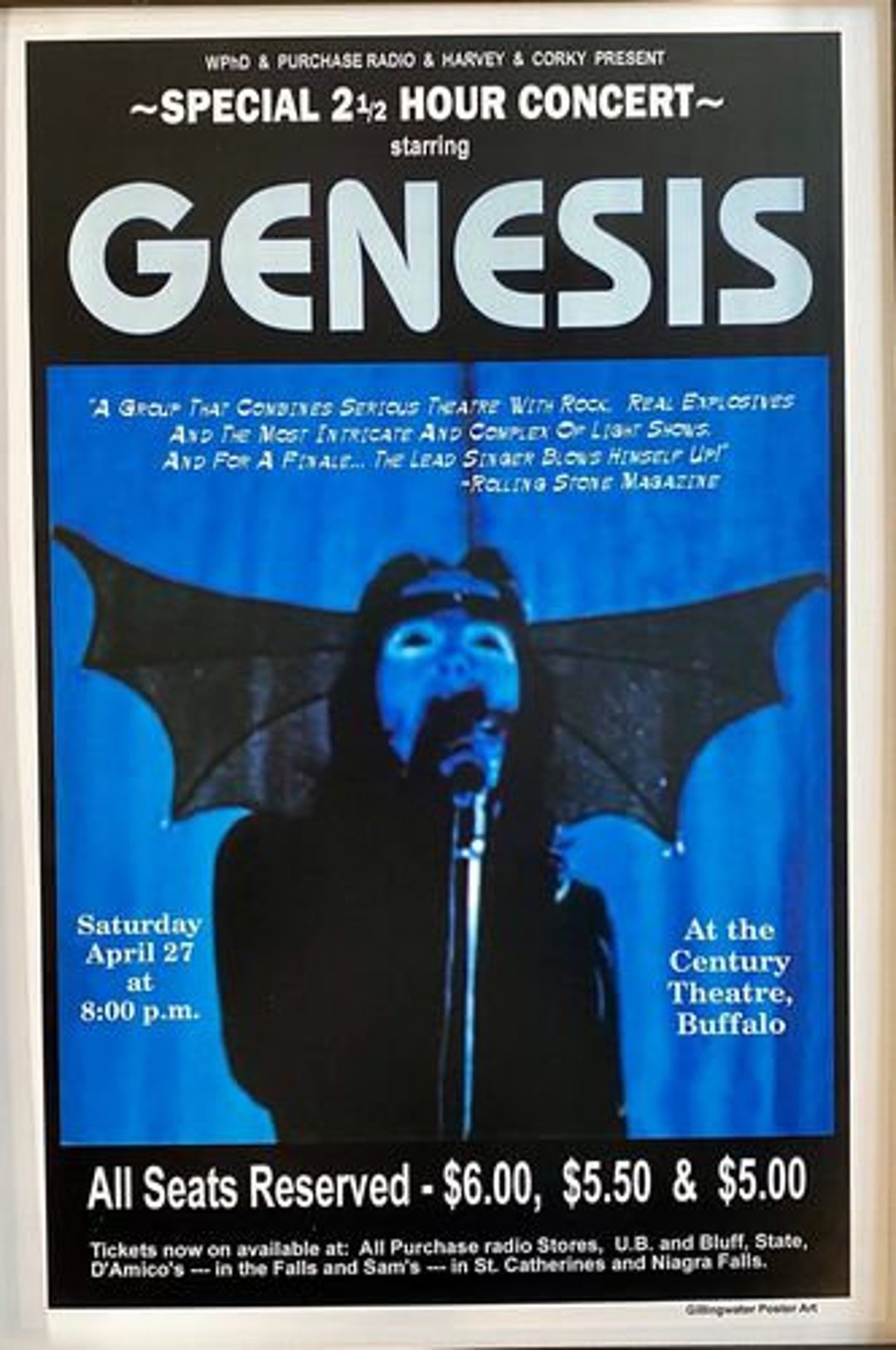 Vintage Early 1970's Genesis Buffalo NY Concert Poster A3/A4 - Etsy