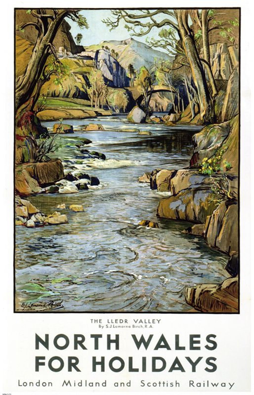 Vintage LMS Lledr Valley North Wales Railway Poster A4/A3/A2/A1 Print ...